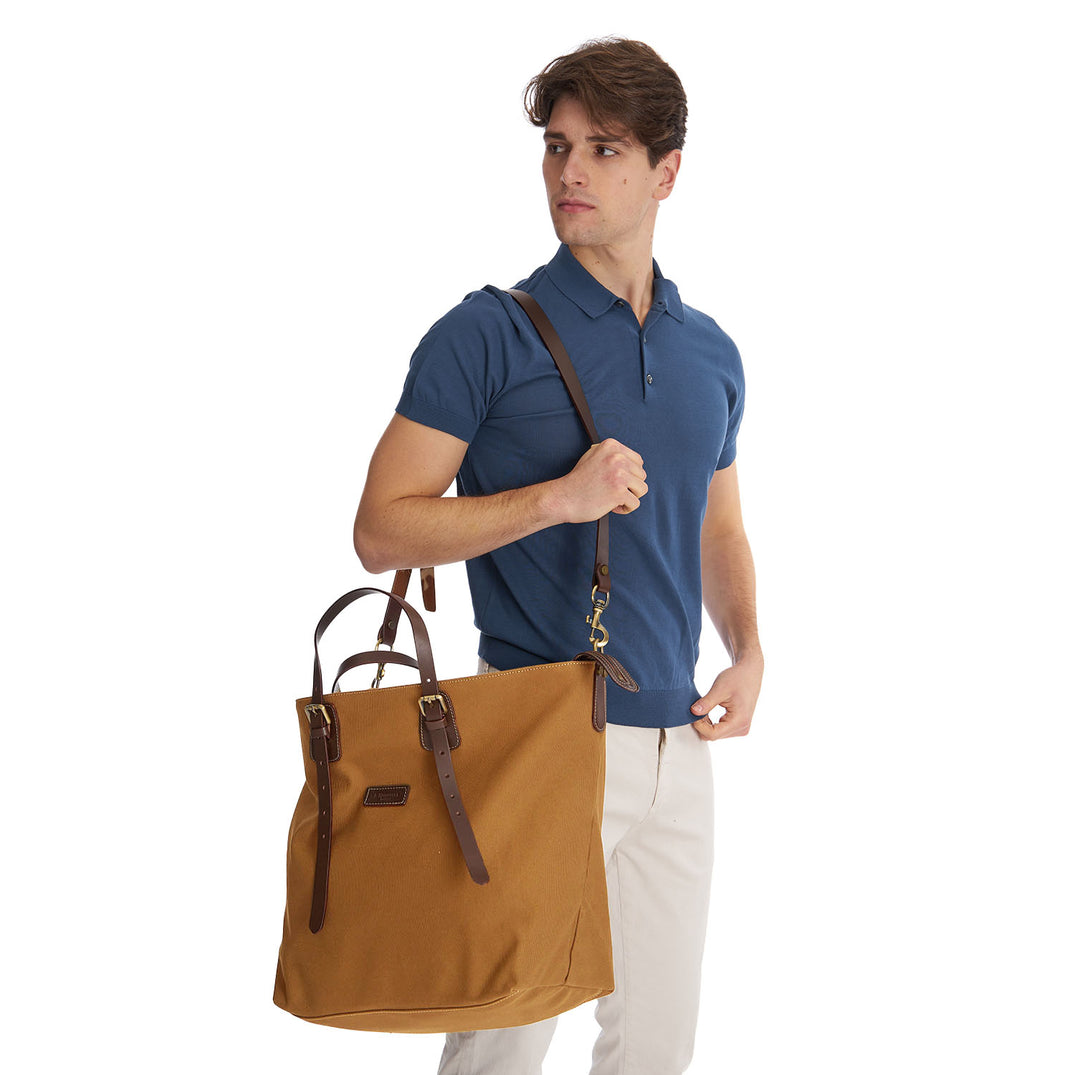 Light Brown Weekend Bag With Leather Trim – E.Marinella
