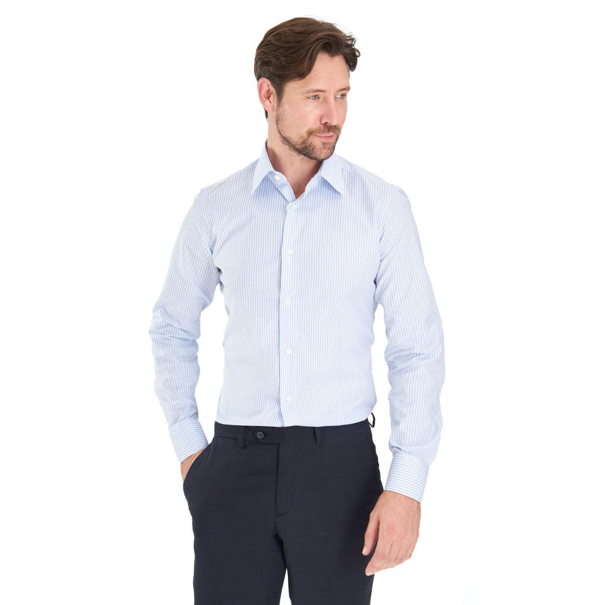 Slim Double Line Cotton Classic Shirt – E.Marinella