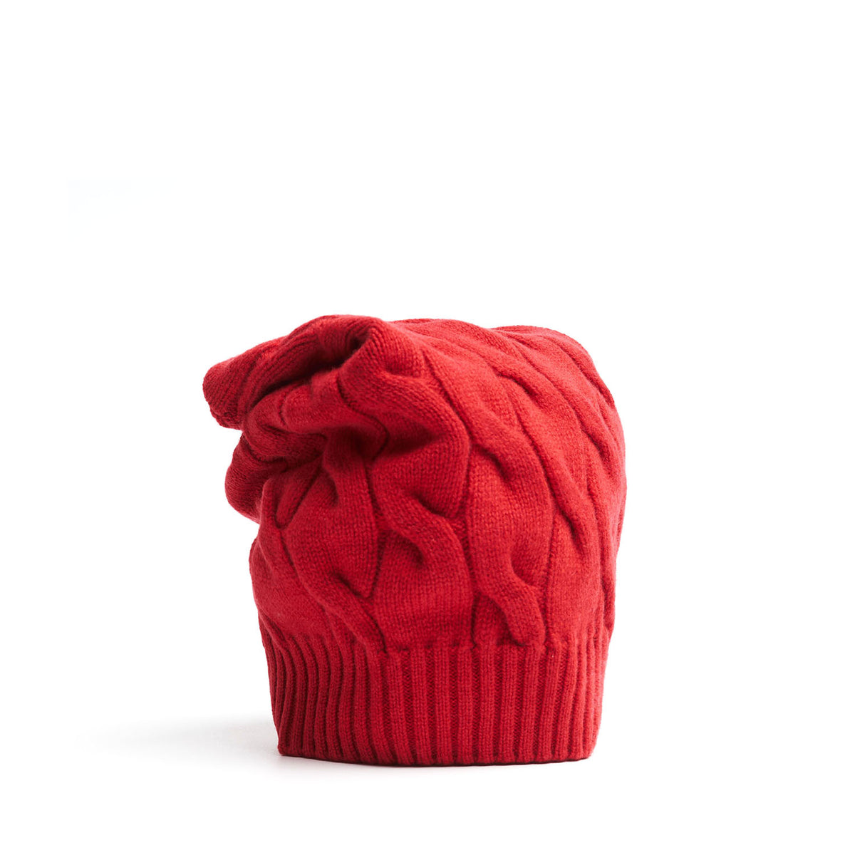 Cable-knit Red Wool Hat – E.Marinella