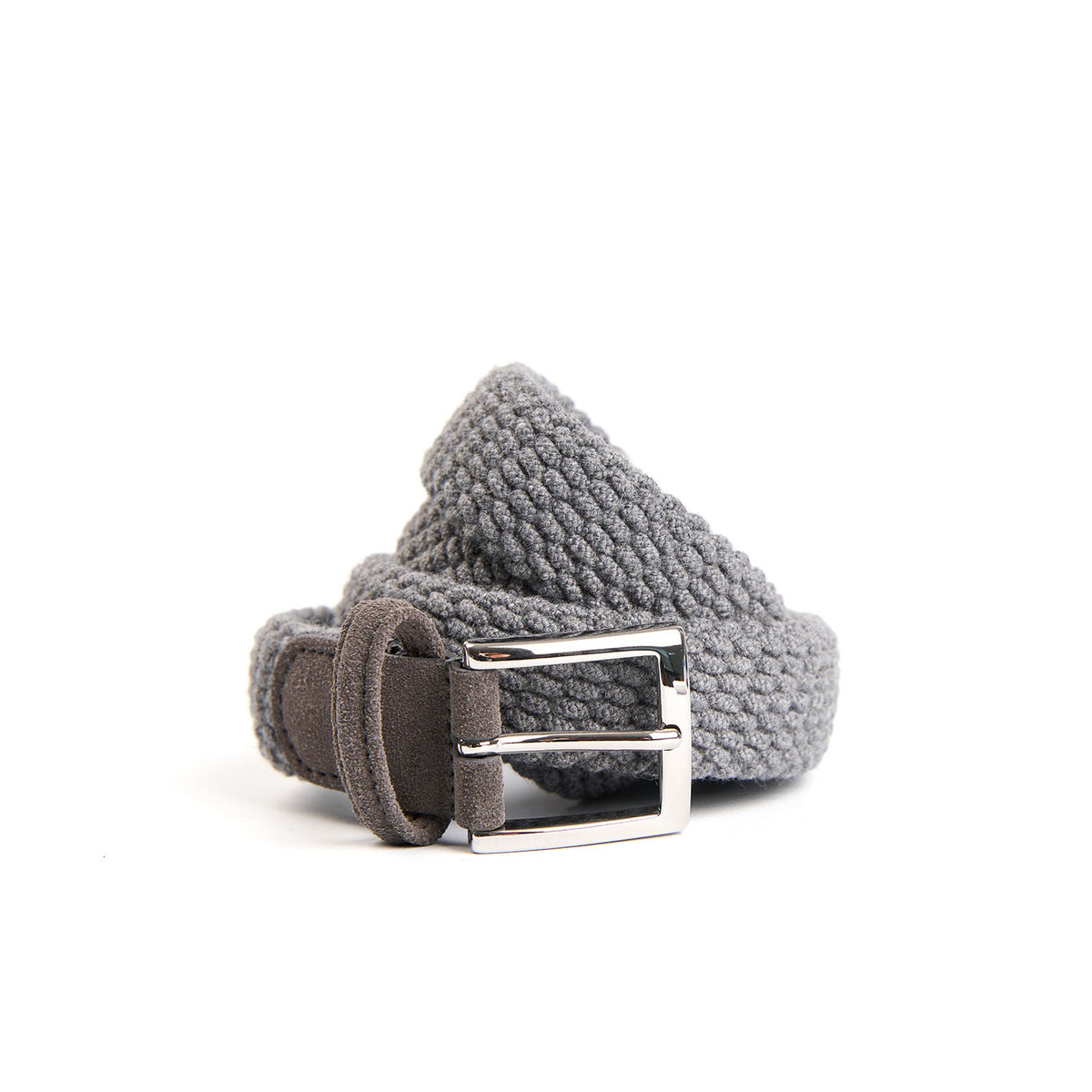 Light Grey Woven Belt In Wool - With Suede Trim – E.Marinella
