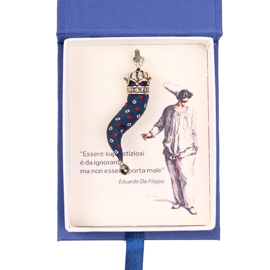 Blue Good-luck Charm In Silk And Silver – E.Marinella