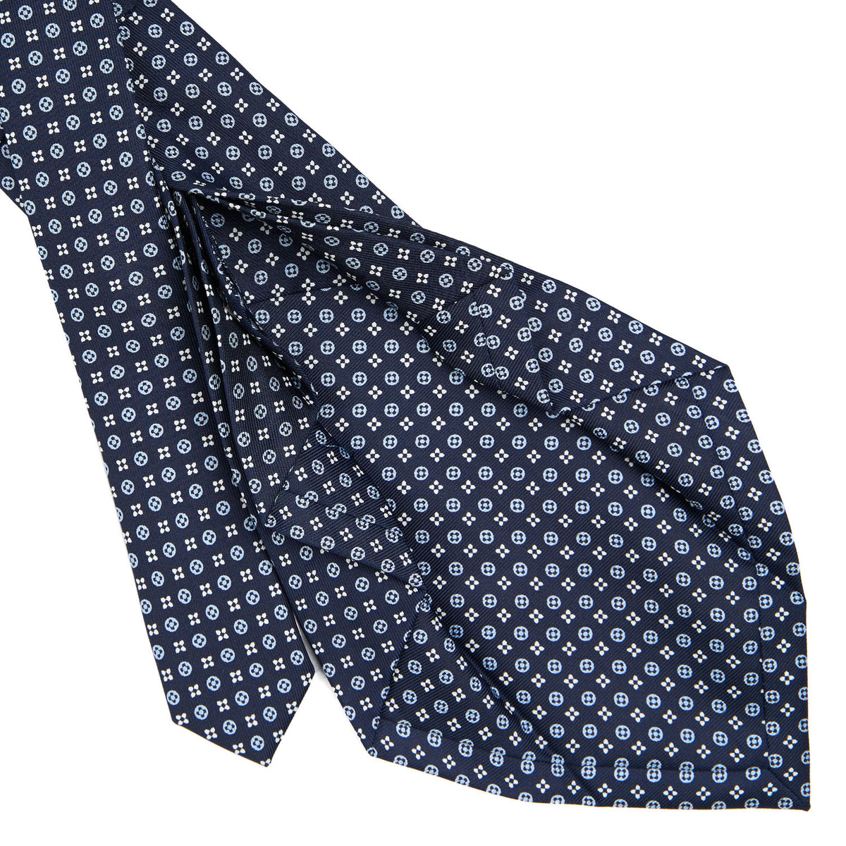 Dark Blue 7 Fold Sartorial Silk Tie - Small Flower Pattern – E.Marinella