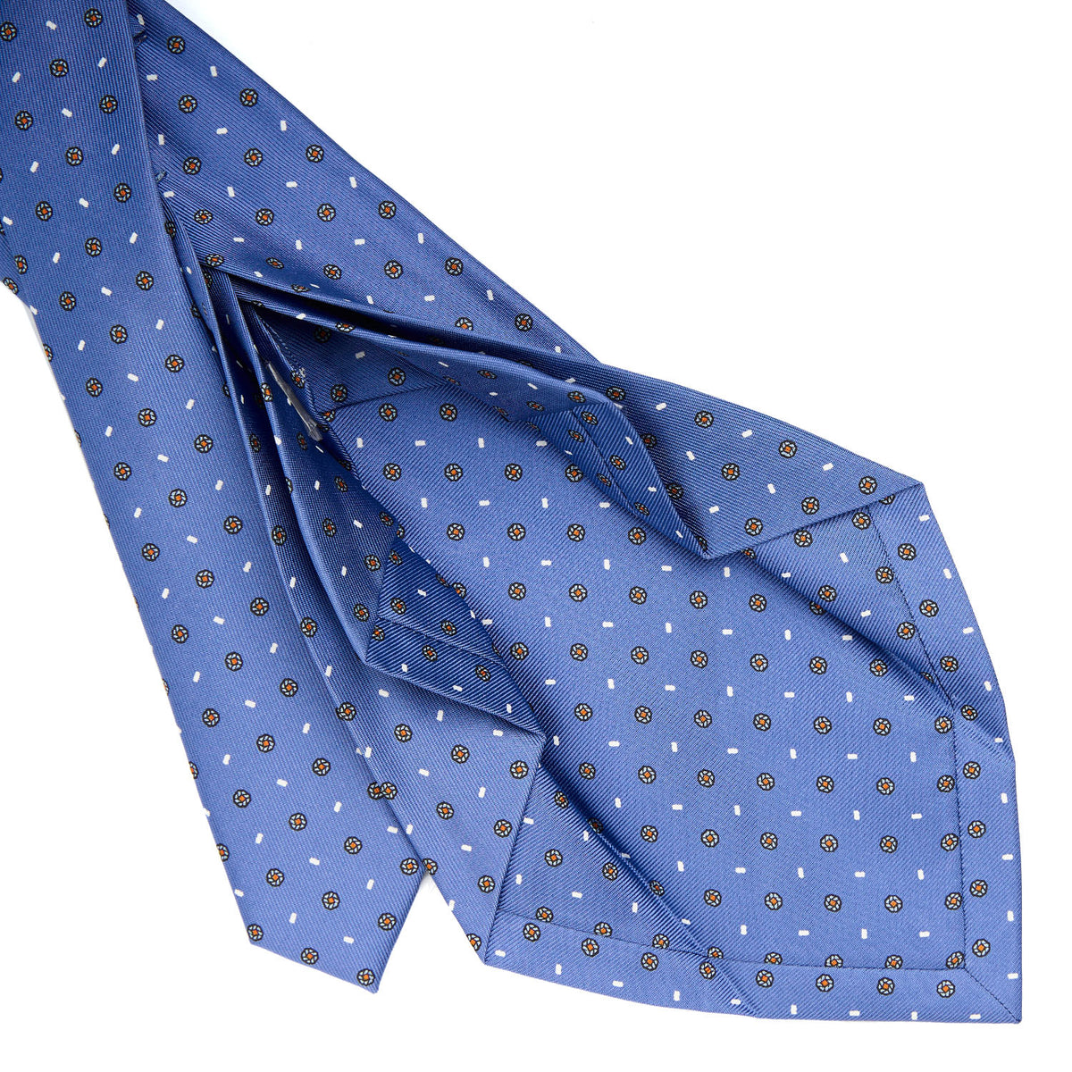 Powder Blue 7 Fold Sartorial Silk Tie - Small Flower Pattern – E.Marinella