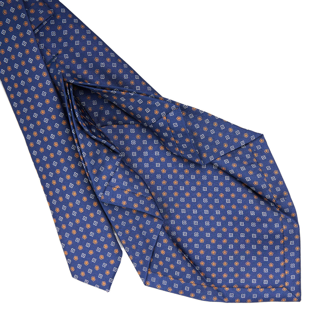 Blue 7 Fold Sartorial Silk Tie - Small Flower Pattern – E.Marinella