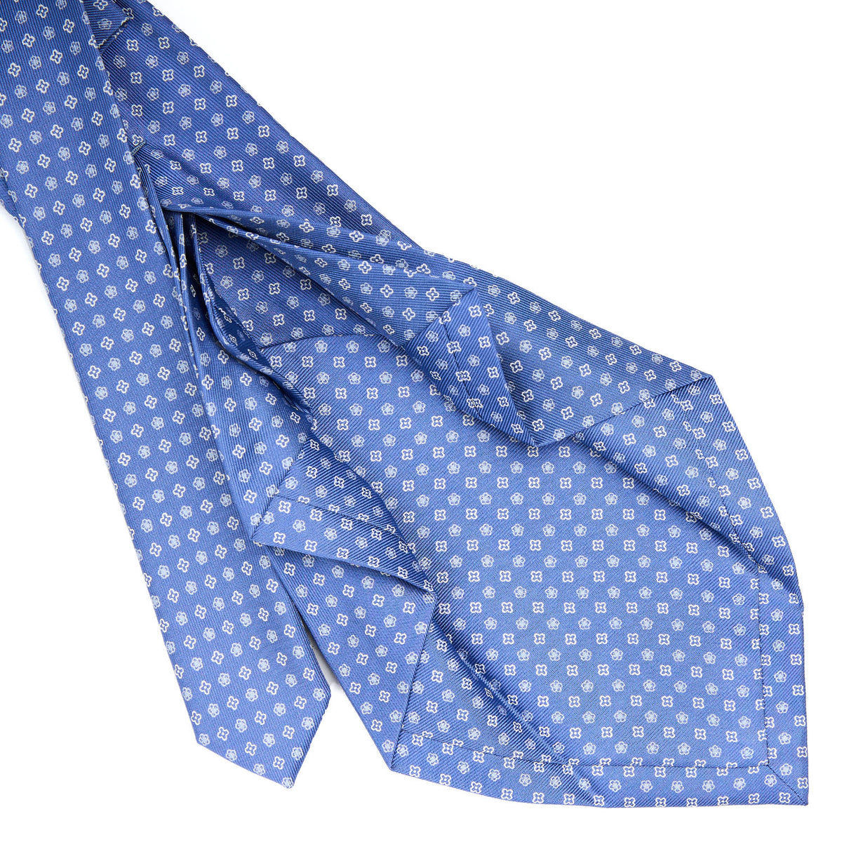 Powder Blue 7 Fold Sartorial Silk Tie - Small Flower Pattern – E.Marinella