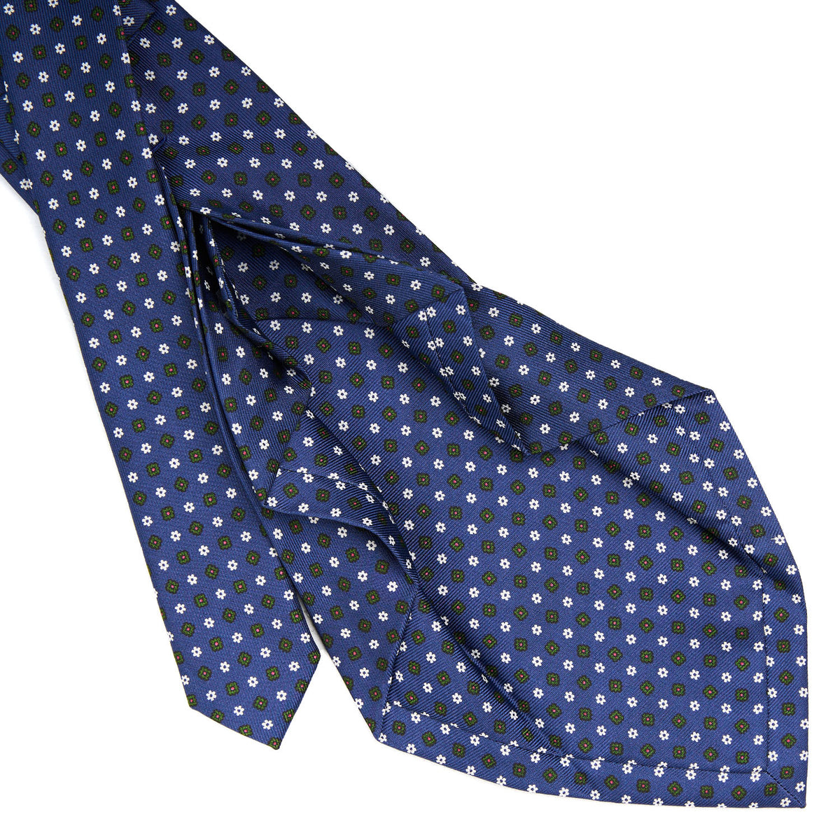Blue 7 Fold Sartorial Silk Tie - Small Flower Pattern – E.Marinella