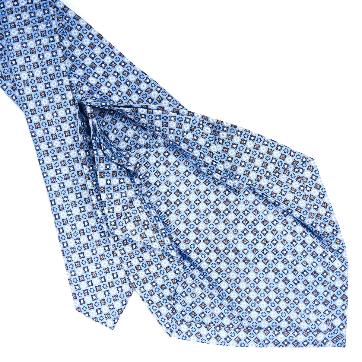 Light Blue 7 Fold Sartorial Silk Tie - Small Flower Pattern – E.Marinella