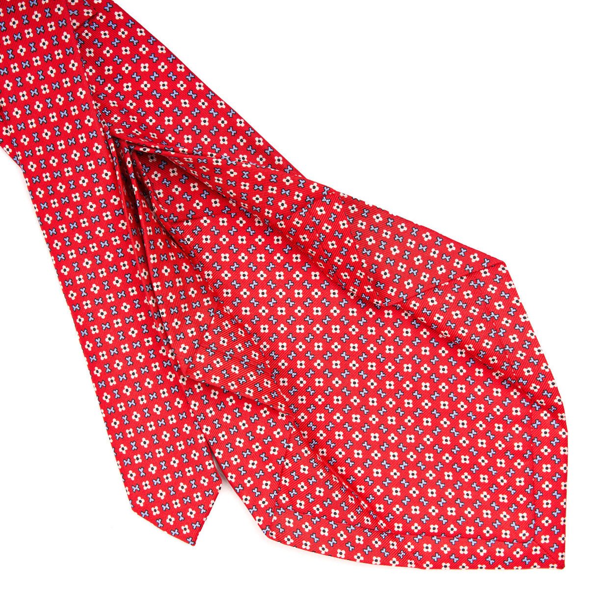 Red 7 Fold Sartorial Silk Tie - Small Flower Pattern – E.Marinella
