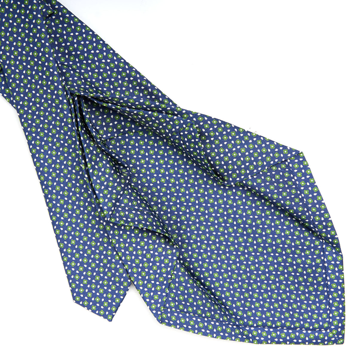 Blue 7 Fold Sartorial Silk Tie - Small Flower Pattern – E.Marinella