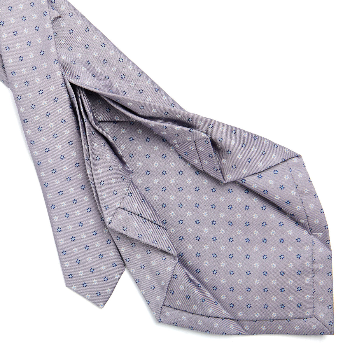 Light Grey 7 Fold Sartorial Silk Tie - Small Flower Pattern – E.Marinella