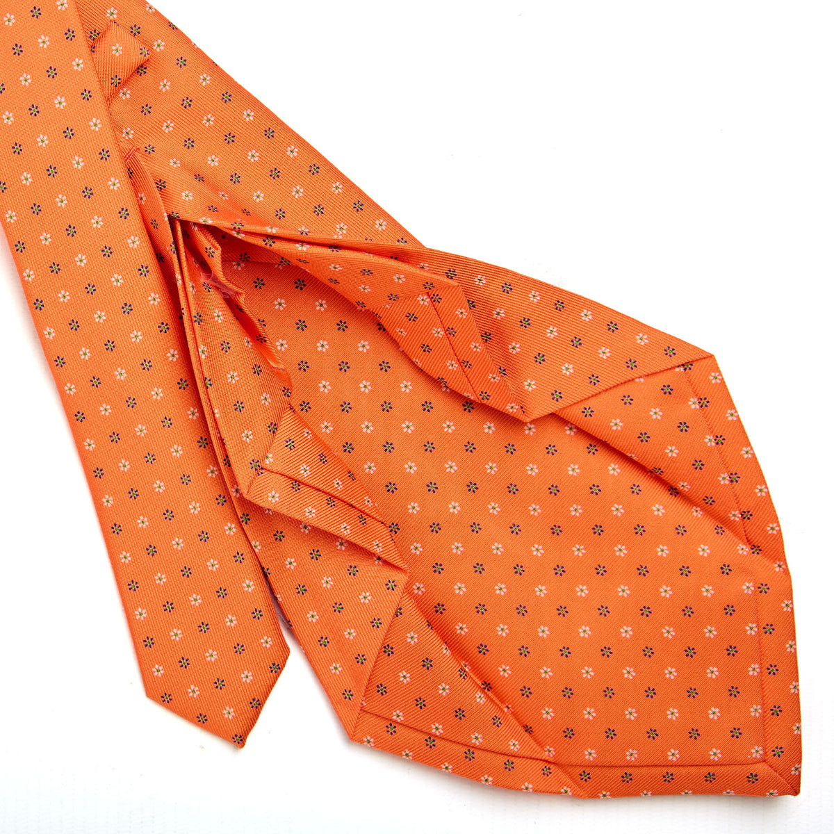 Orange 7 Fold Sartorial Silk Tie - Small Flower Pattern – E.Marinella
