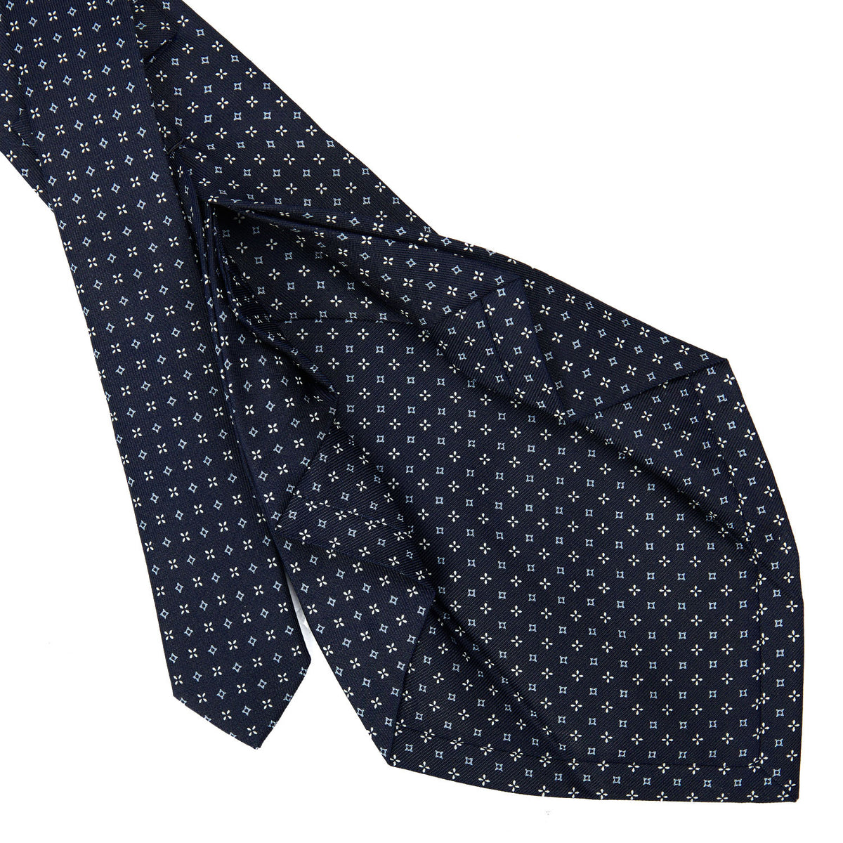 Dark Blue 7 Fold Sartorial Silk Tie - Small Flower Pattern – E.Marinella