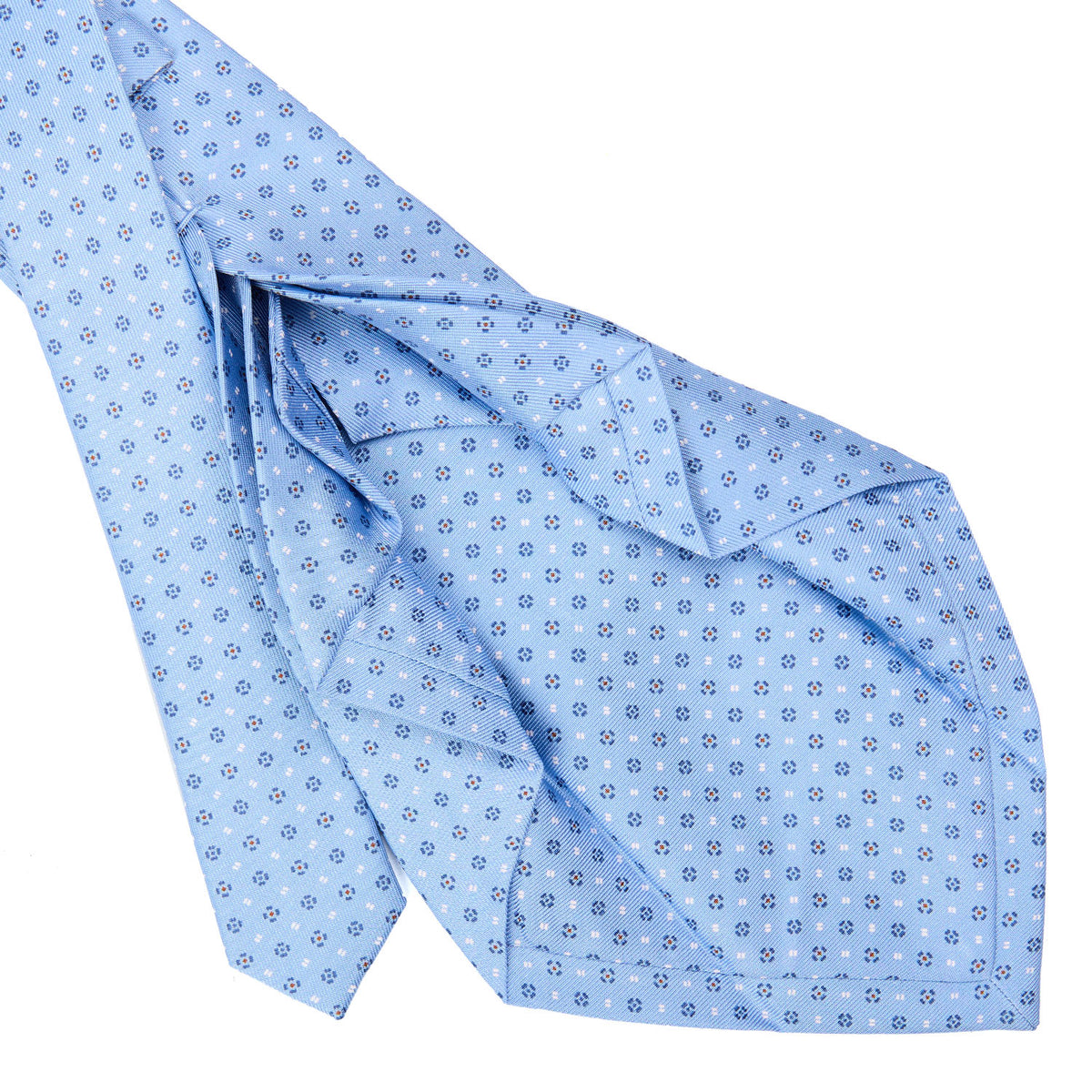 Light Blue 7 Fold Sartorial Silk Tie - Small Flower Pattern – E.Marinella
