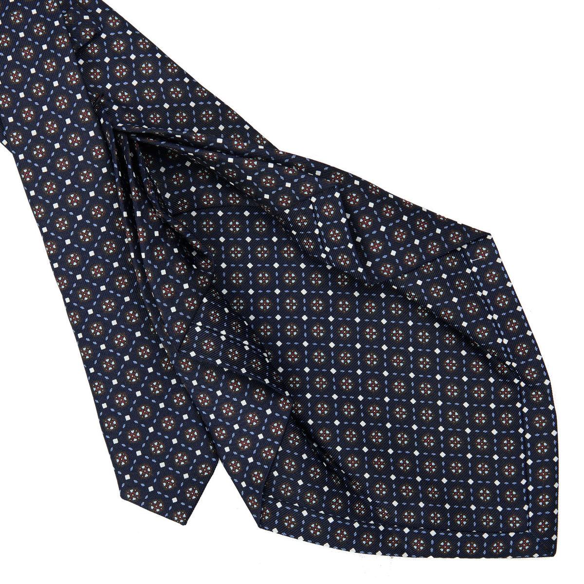 Dark Blue 7 Fold Sartorial Silk Tie - Small Flower Pattern – E.Marinella