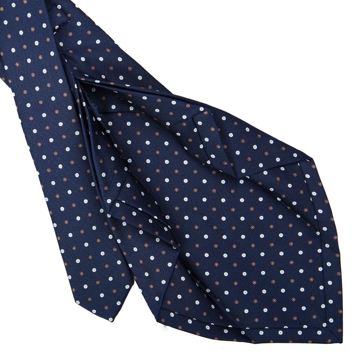 Dark Blue 7 Fold Sartorial Silk Tie - Small Flower Pattern – E.Marinella