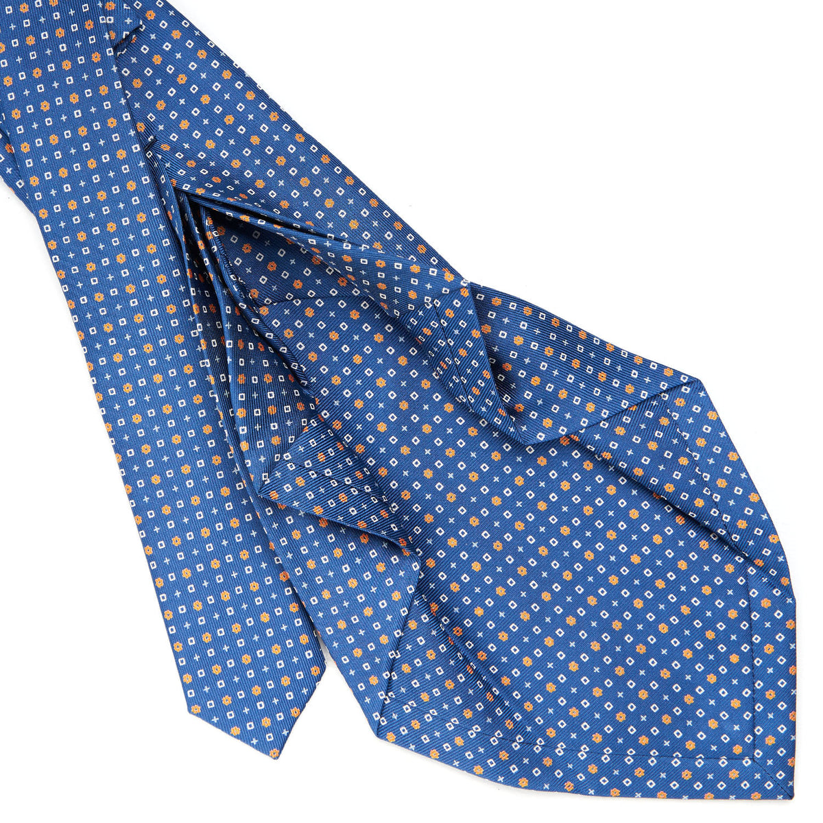 Blue 7 Fold Sartorial Silk Tie - Small Flower Pattern – E.Marinella