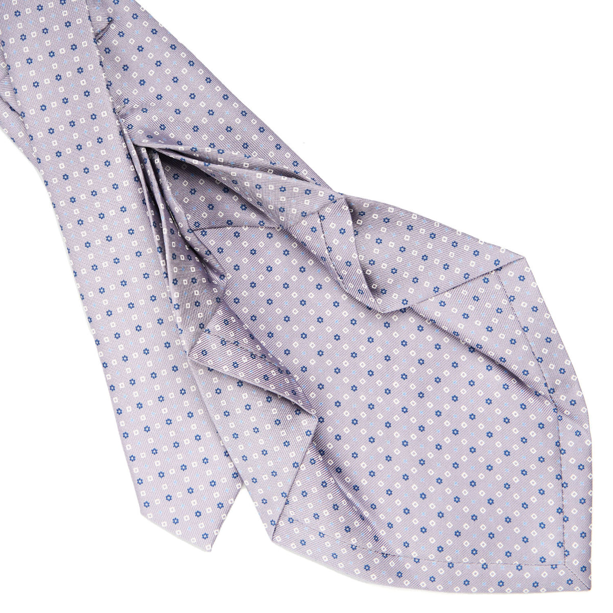 Light Grey 7 Fold Sartorial Silk Tie - Small Flower Pattern – E.Marinella
