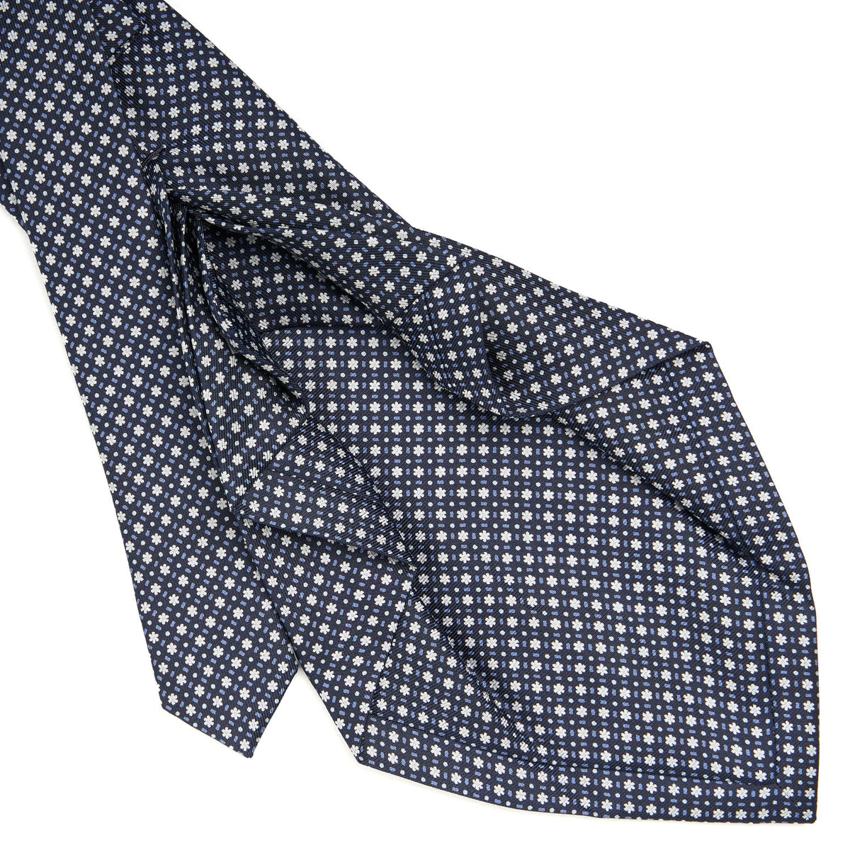 Dark Blue 7 Fold Sartorial Silk Tie - Small Flower Pattern – E.Marinella