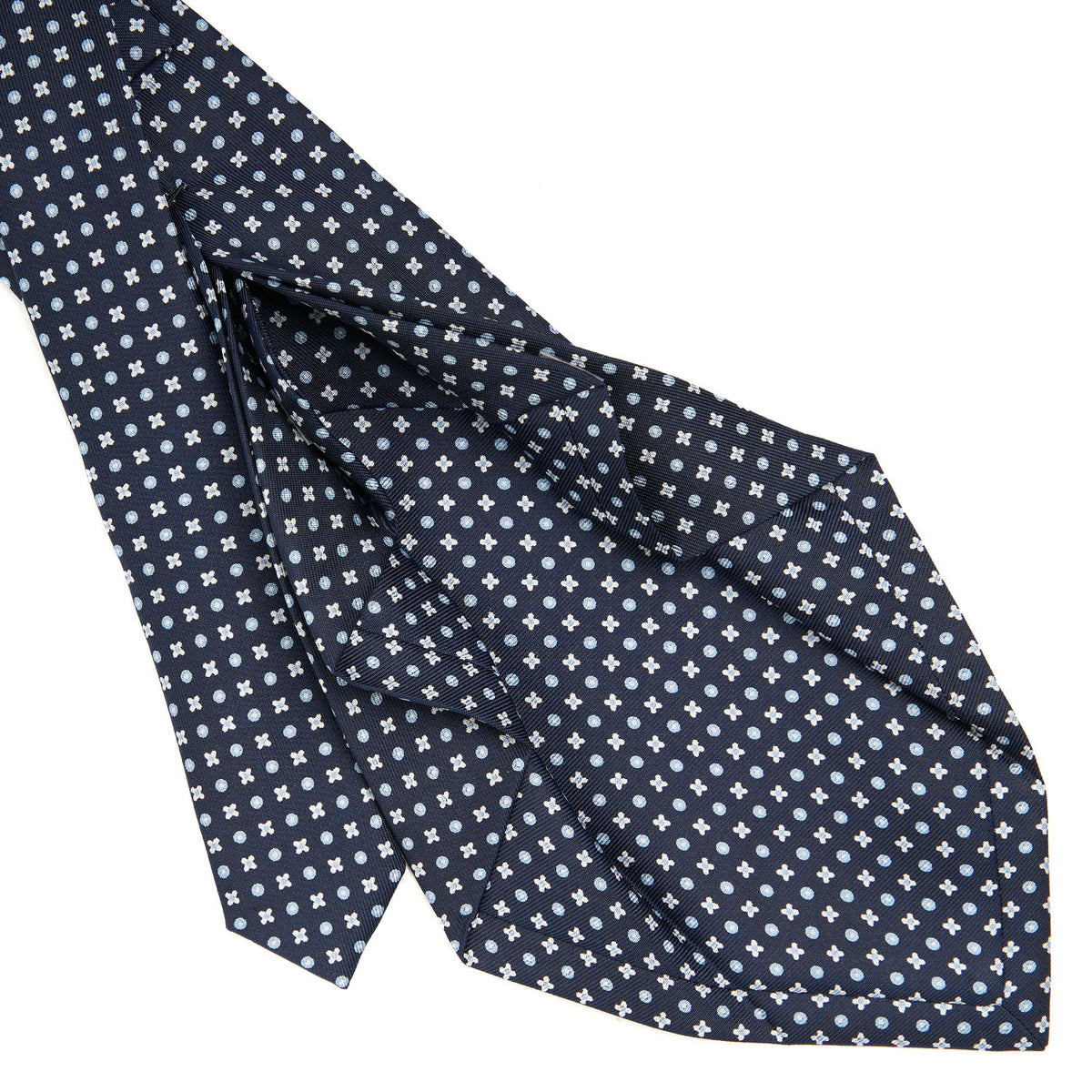 Dark Blue 7 Fold Sartorial Silk Tie - Small Flower Pattern – E.Marinella