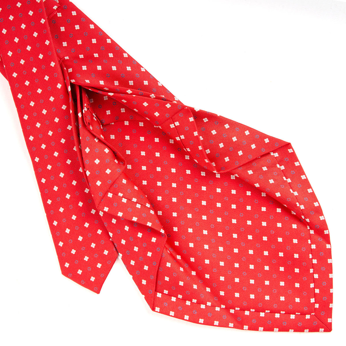 Red 7 Fold Sartorial Silk Tie - Small Flower Pattern – E.Marinella