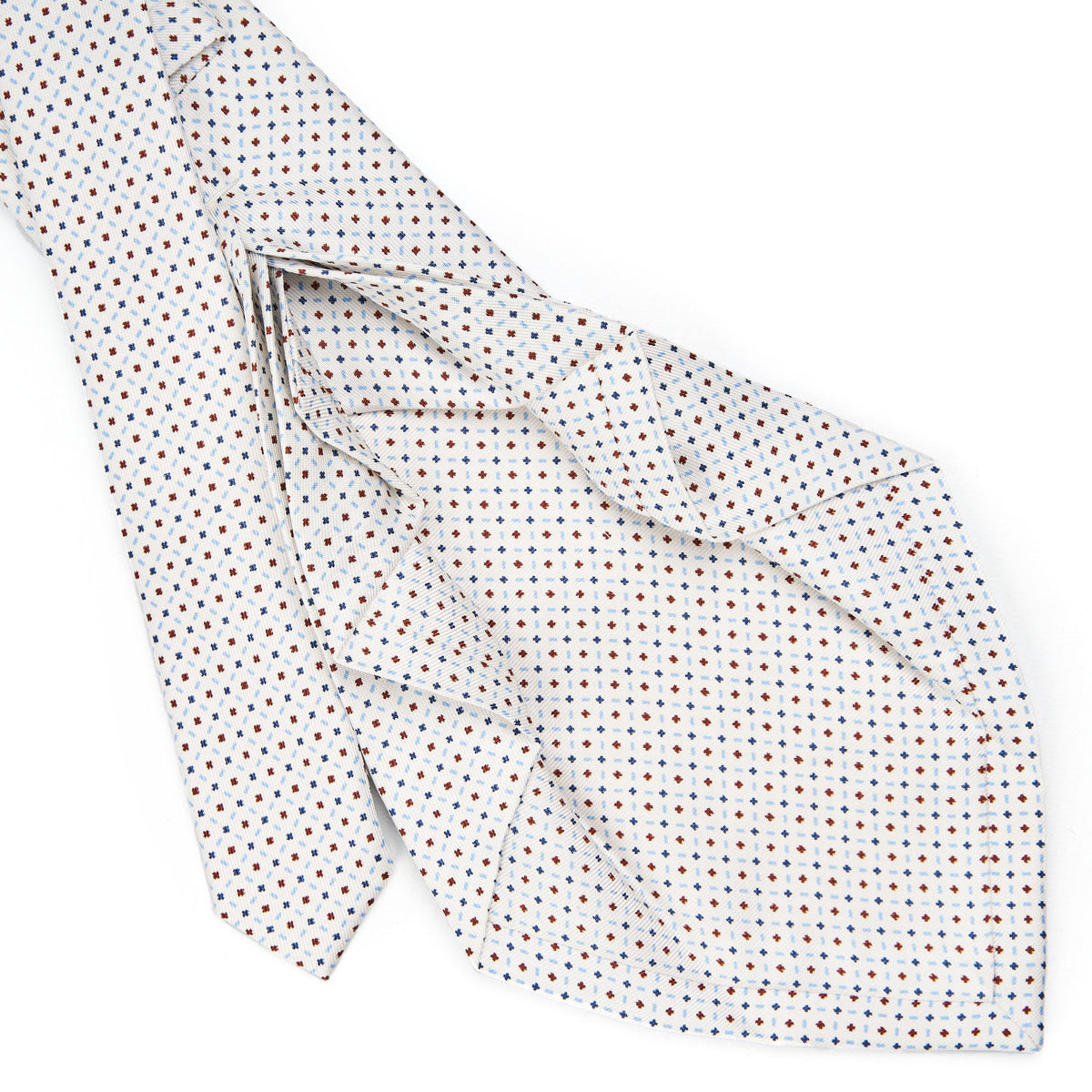 White 7 Fold Sartorial Silk Tie - Small Flower Pattern – E.Marinella