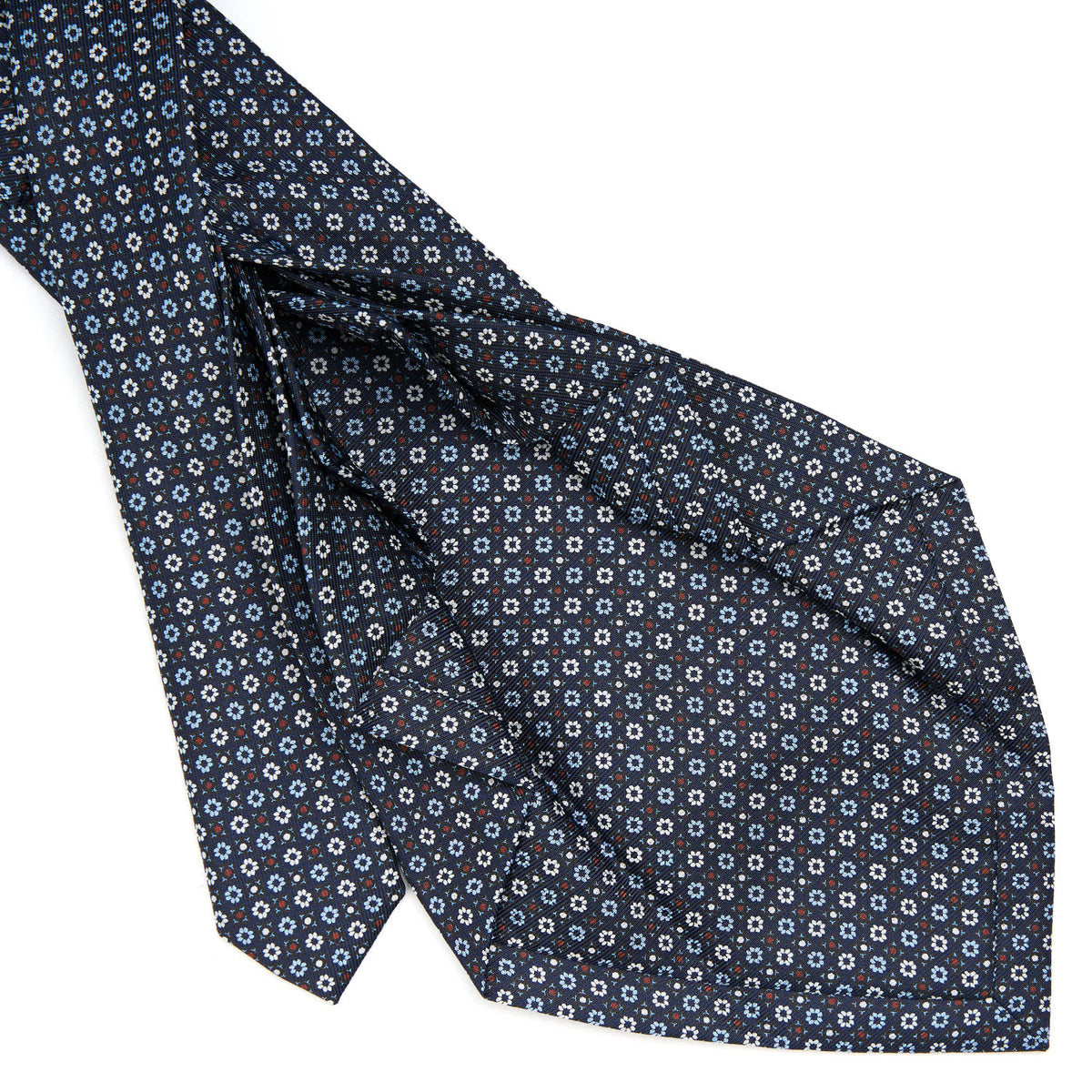 Dark Blue 9 Fold Sartorial Silk Tie - Small Flower Pattern – E.Marinella