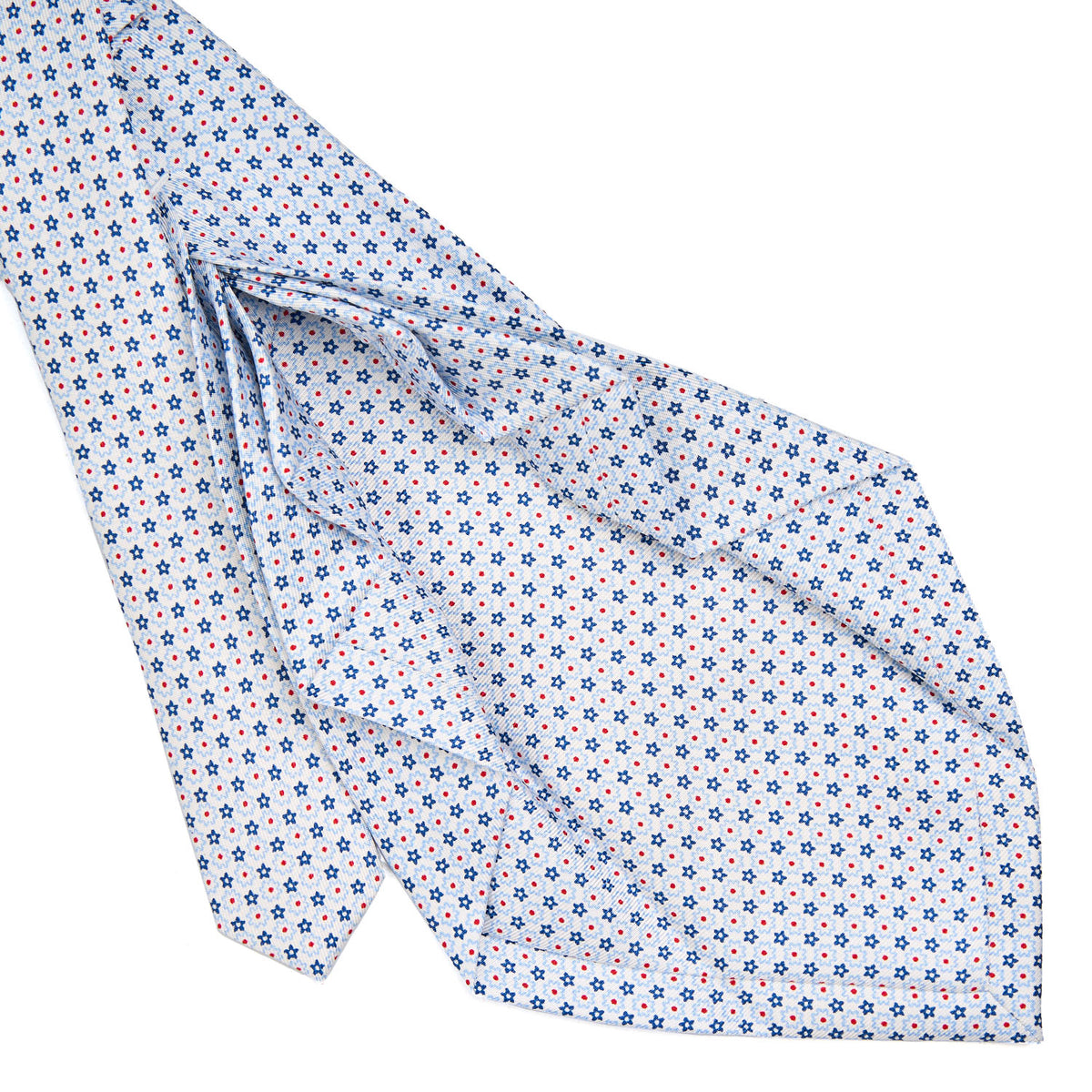White 9 Fold Sartorial Silk Tie - Small Flower Pattern – E.Marinella