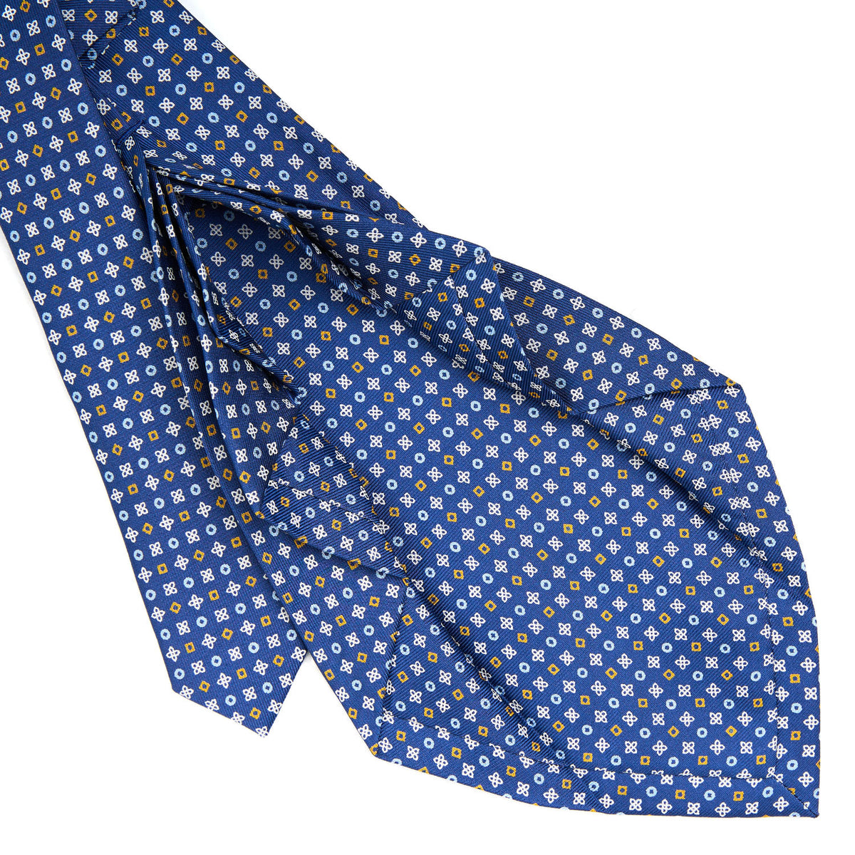 Blue 9 Fold Sartorial Silk Tie - Small Flower Pattern – E.Marinella