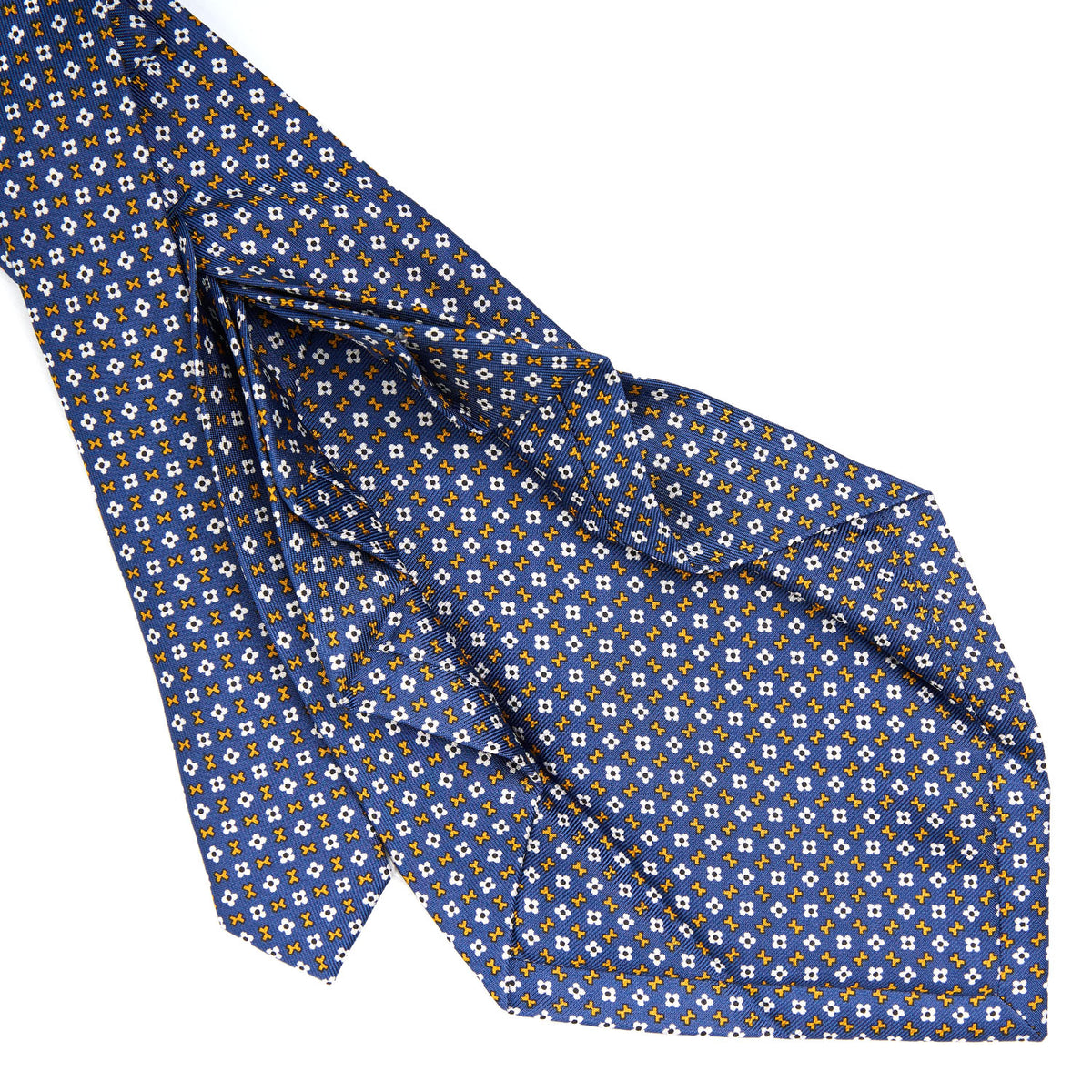 Blue 9 Fold Sartorial Silk Tie - Small Flower Pattern – E.Marinella