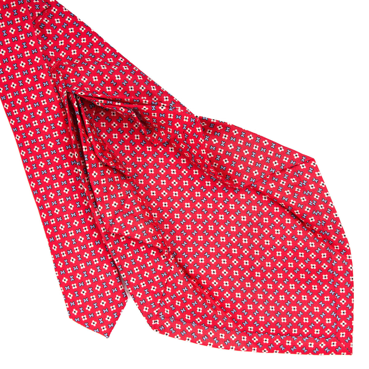 Red 9 Fold Sartorial Silk Tie - Small Flower Pattern – E.Marinella