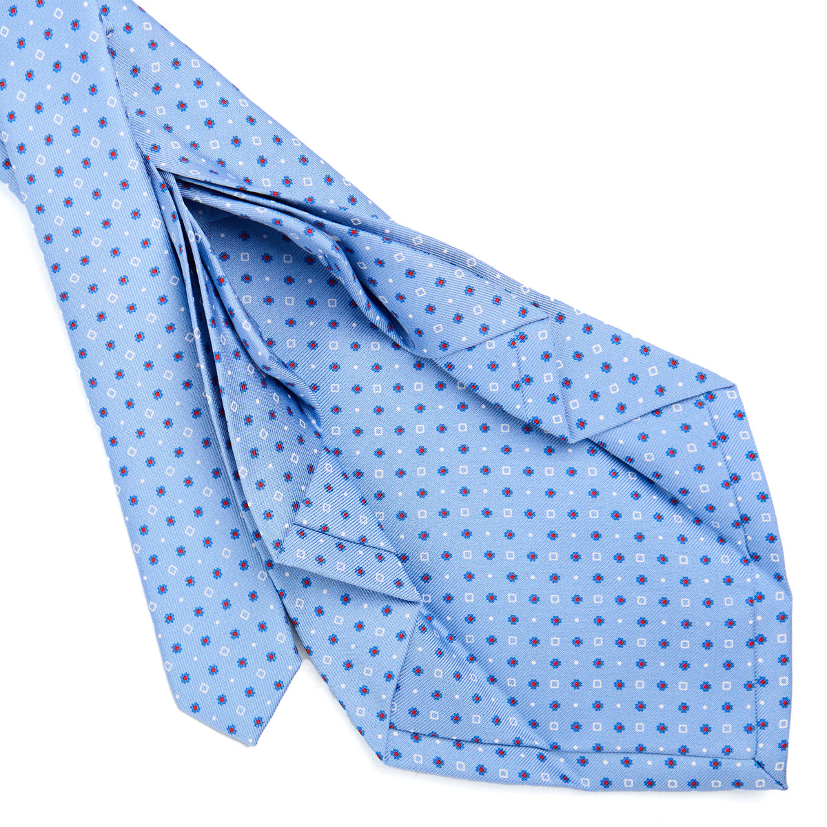 Light Blue 9 Fold Sartorial Silk Tie - Small Flower Pattern – E.Marinella