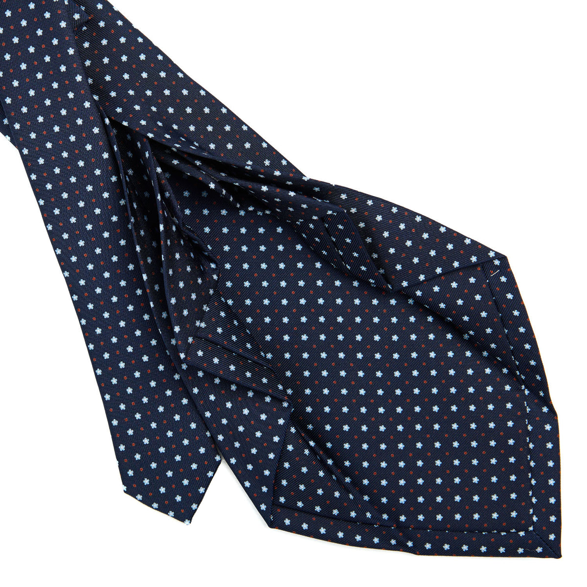 Dark Blue 9 Fold Sartorial Silk Tie - Small Flower Pattern – E.Marinella