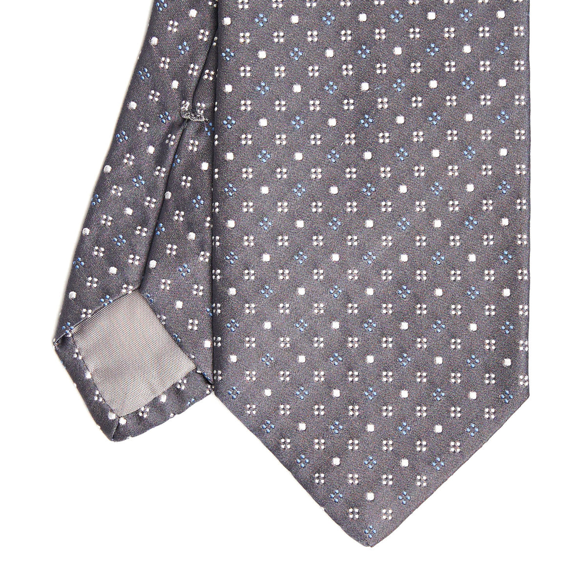 Dark Grey Ceremonial Silk Satin Tie - Small Geometric Pattern – E.Marinella