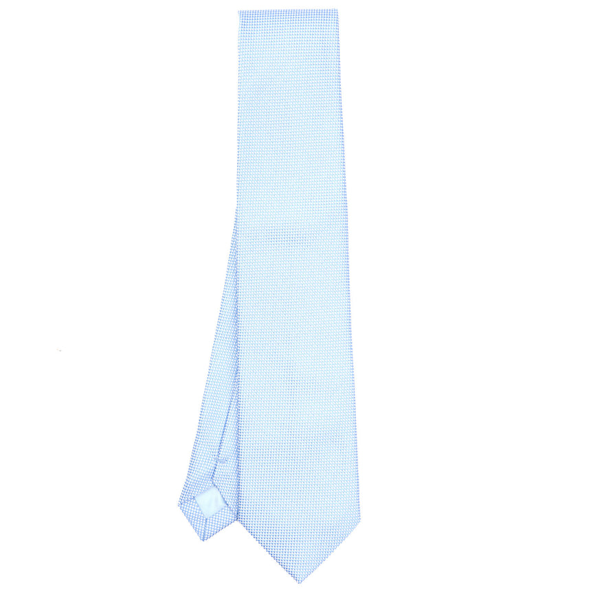 Light Blue Ceremonial Jacquard Silk Tie - Small Geometric Pattern – E ...