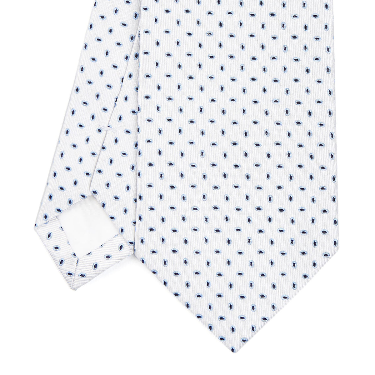 White Sartorial Jacquard Silk Tie - Small Geometric Pattern – E.Marinella
