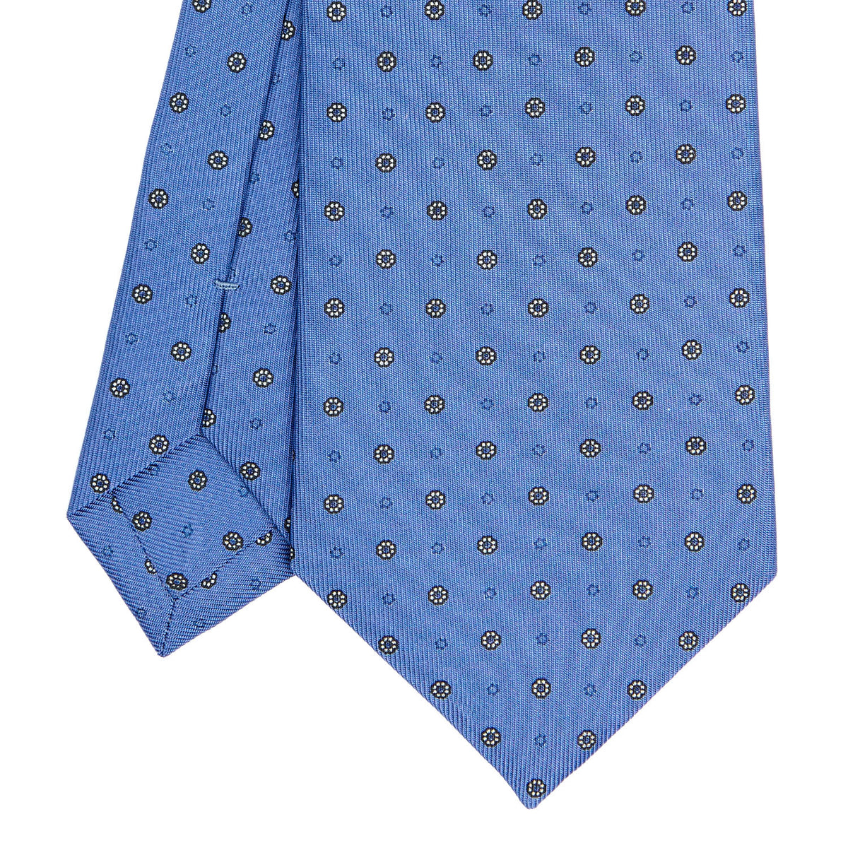 Powder Blue Classic Silk Tie - Small Flower Pattern – E.Marinella