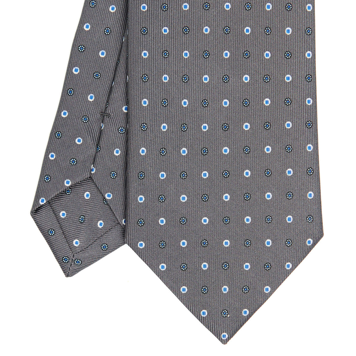 Dark Grey Classic Silk Tie - Small Flower Pattern – E.Marinella