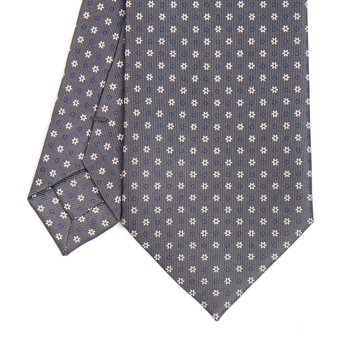 Dark Grey Sartorial Classic Silk Tie - Small Flower Pattern – E.Marinella