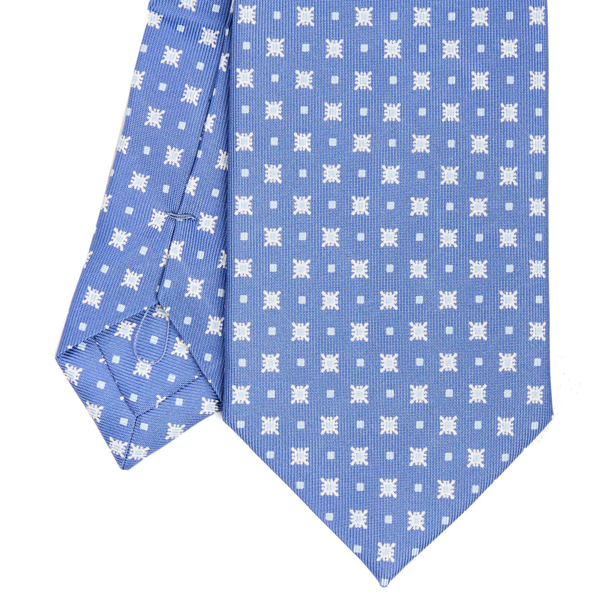 Powder Blue Extra Long Sartorial Silk Tie - Small Flower Pattern – E ...