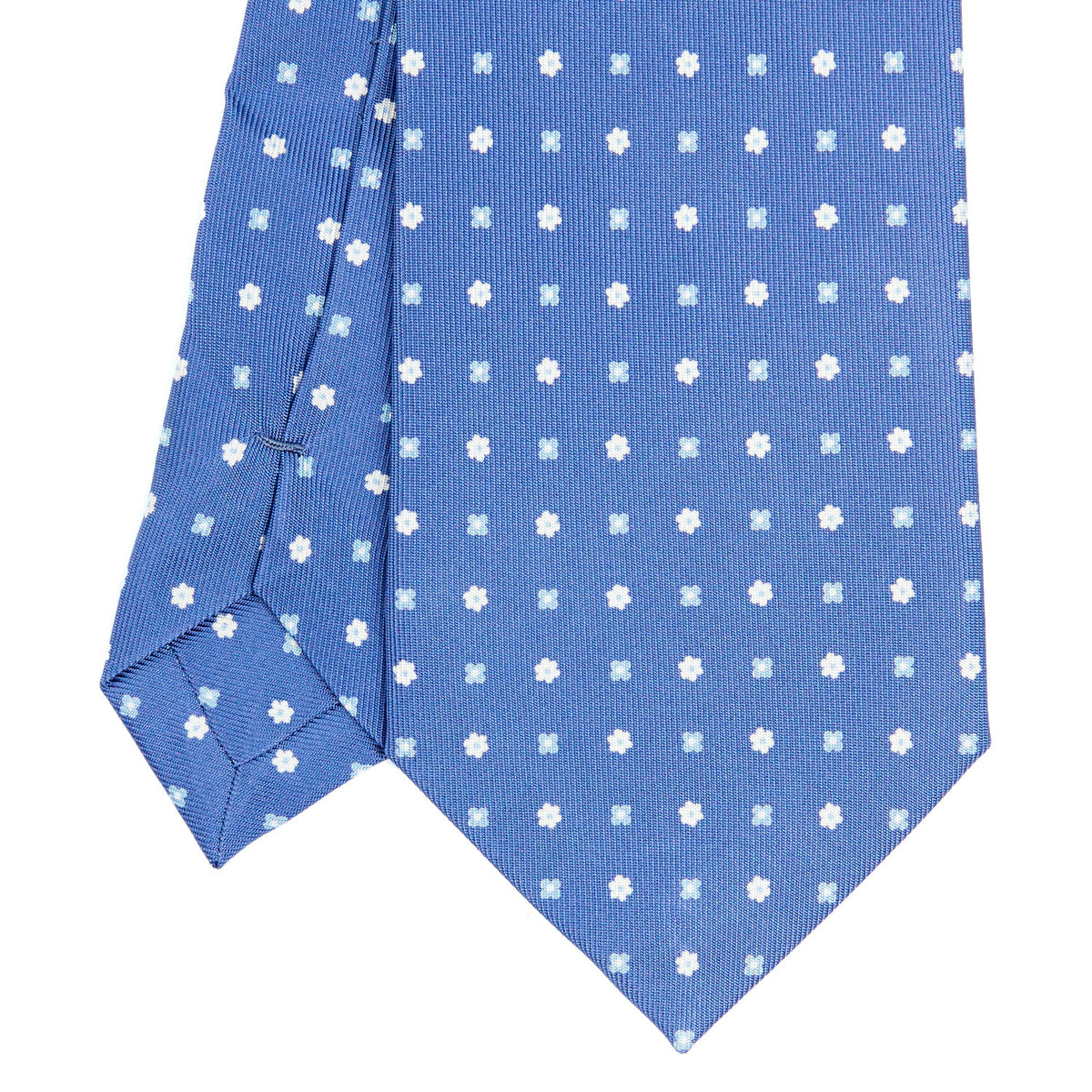 Powder Blue Extra Long Sartorial Silk Tie - Small Flower Pattern – E ...