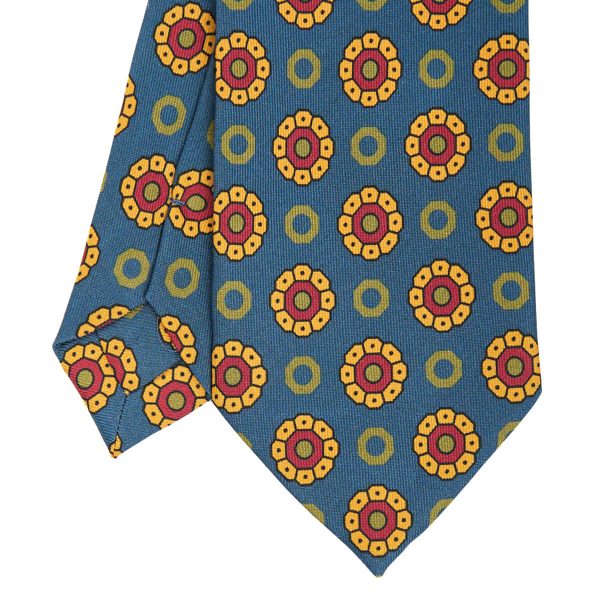 Mid Blue Heritage Collection Silk Tie - Large Flower Pattern – E.Marinella