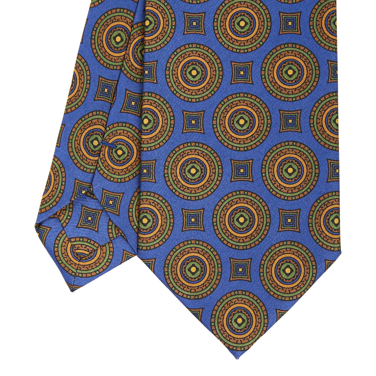 Mid Blue Heritage Collection Silk Tie - Large Flower Pattern – E.Marinella