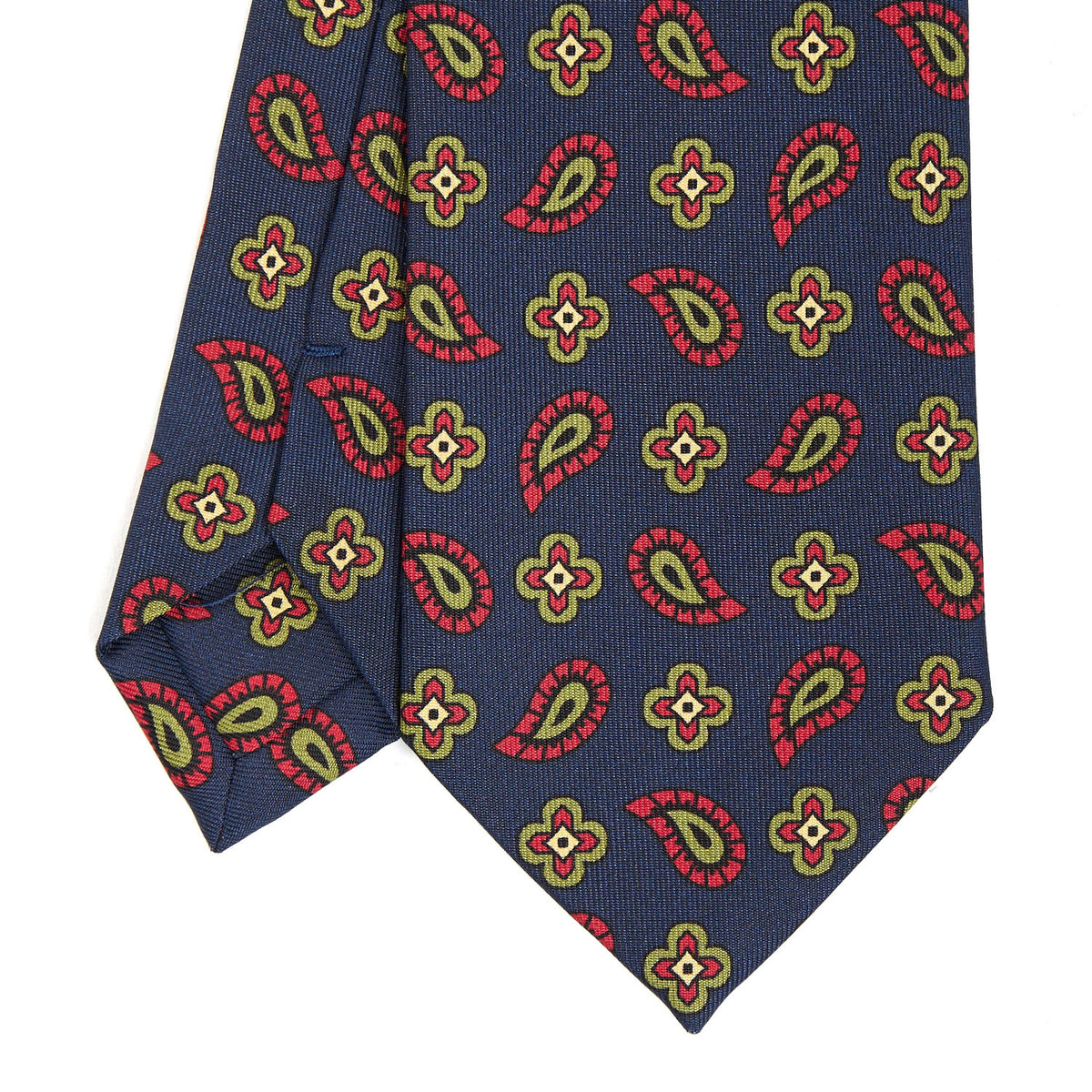 Dark Blue Heritage Collection Silk Tie - Large Flower Pattern – E.Marinella