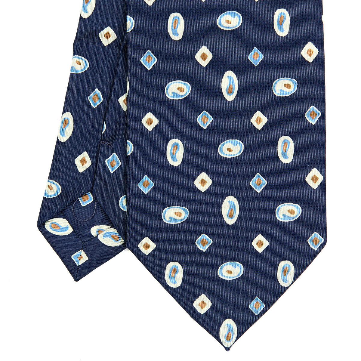 Dark Blue Extra Long Heritage Collection Silk Tie - Large Pattern – E ...