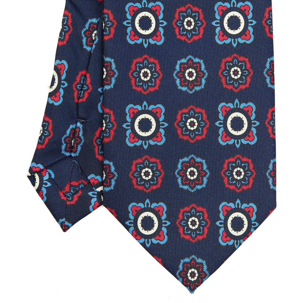 Dark Blue Extra Long Heritage Collection Silk Tie - Large Pattern – E ...