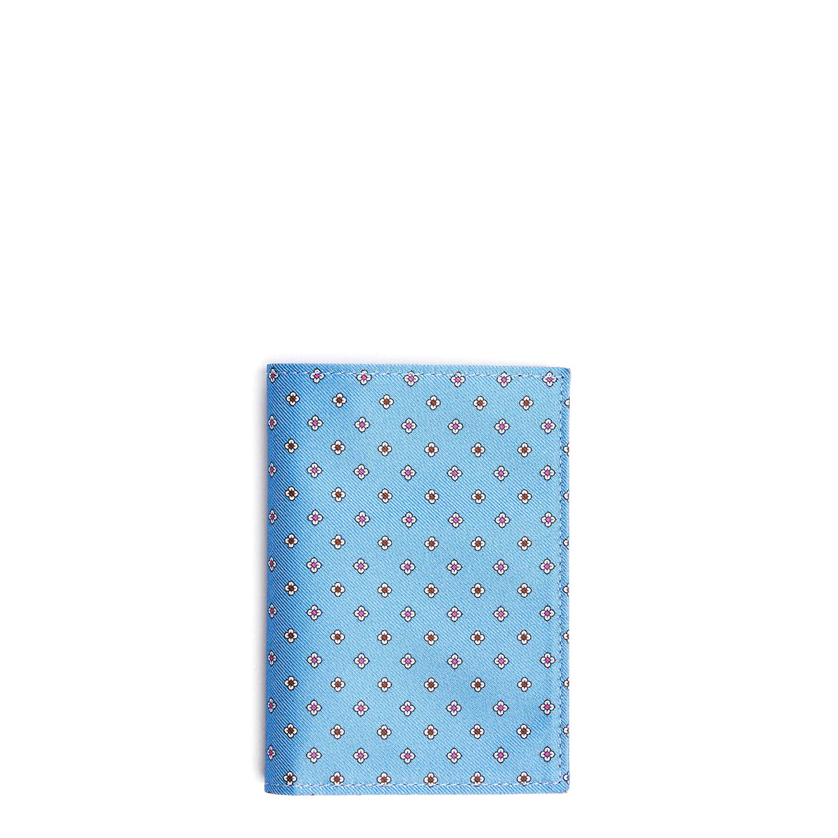 Powder Blue Vertical Wallet In Silk And Leather – E.Marinella