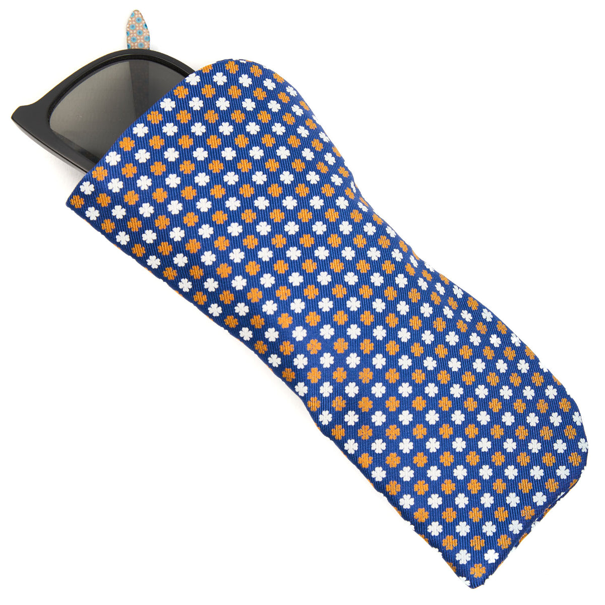 Blue Glasses Case In Hand-printed Silk – E.Marinella