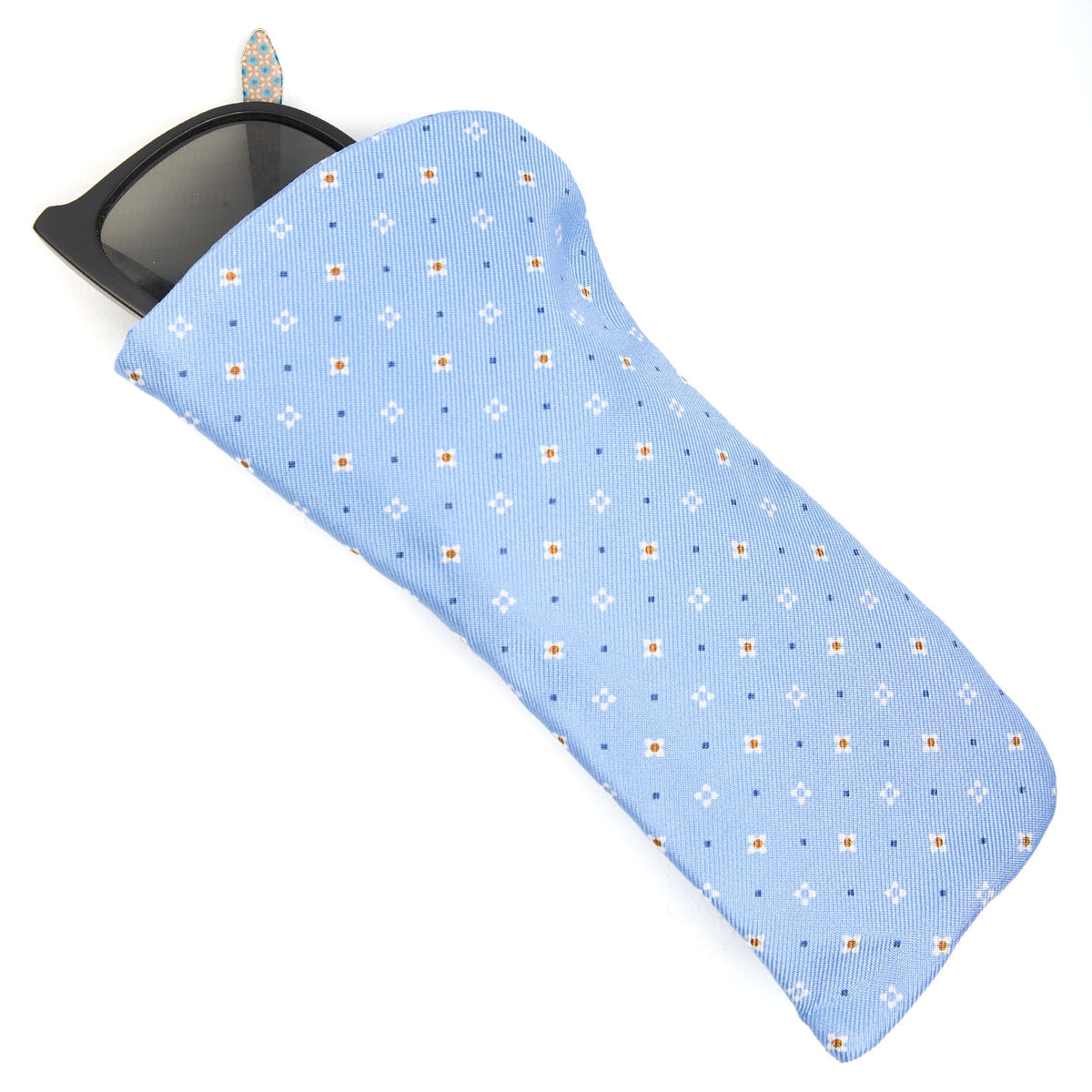 Light Blue Glasses Case In Hand-printed Silk – E.Marinella