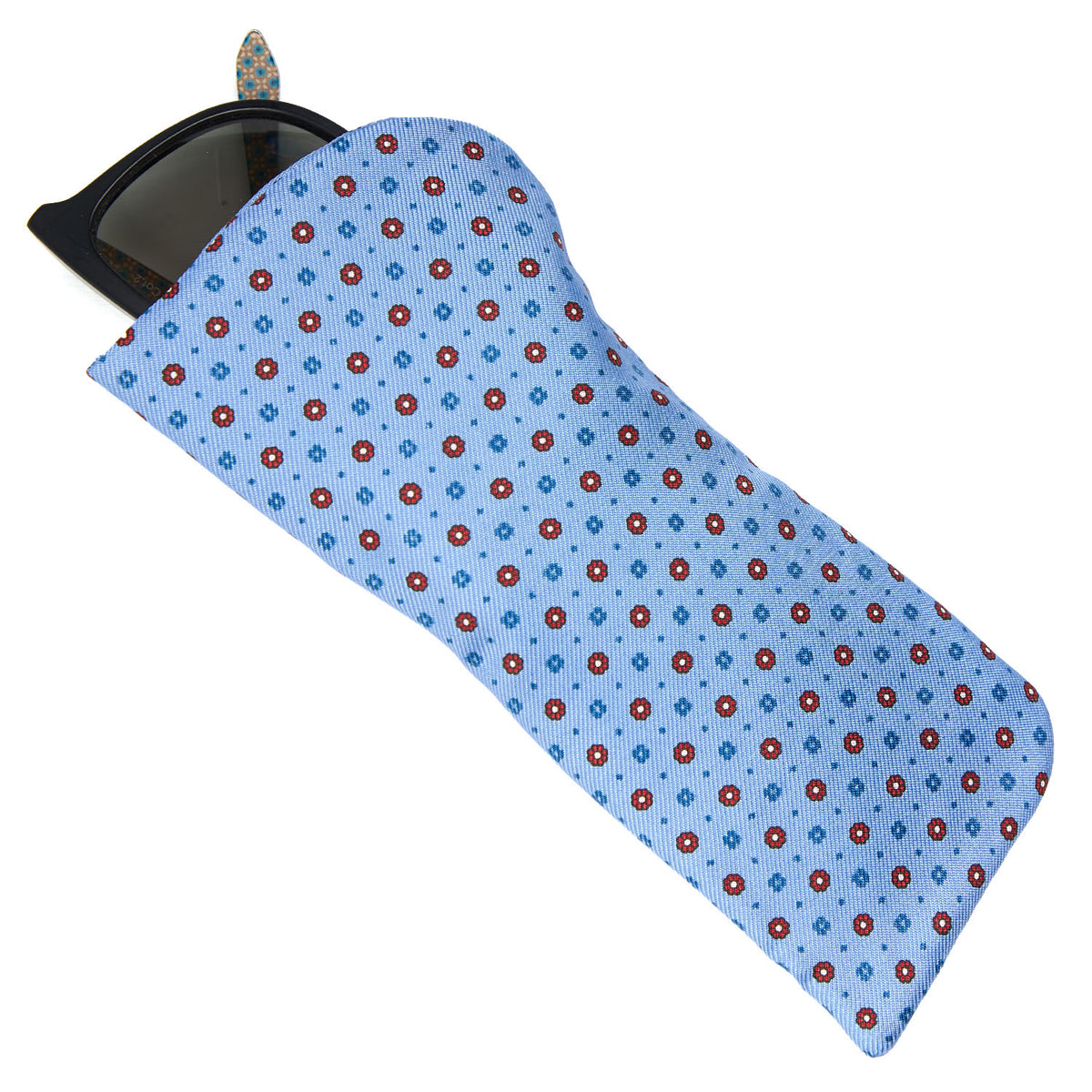 Light Blue Glasses Case In Hand-printed Silk – E.Marinella