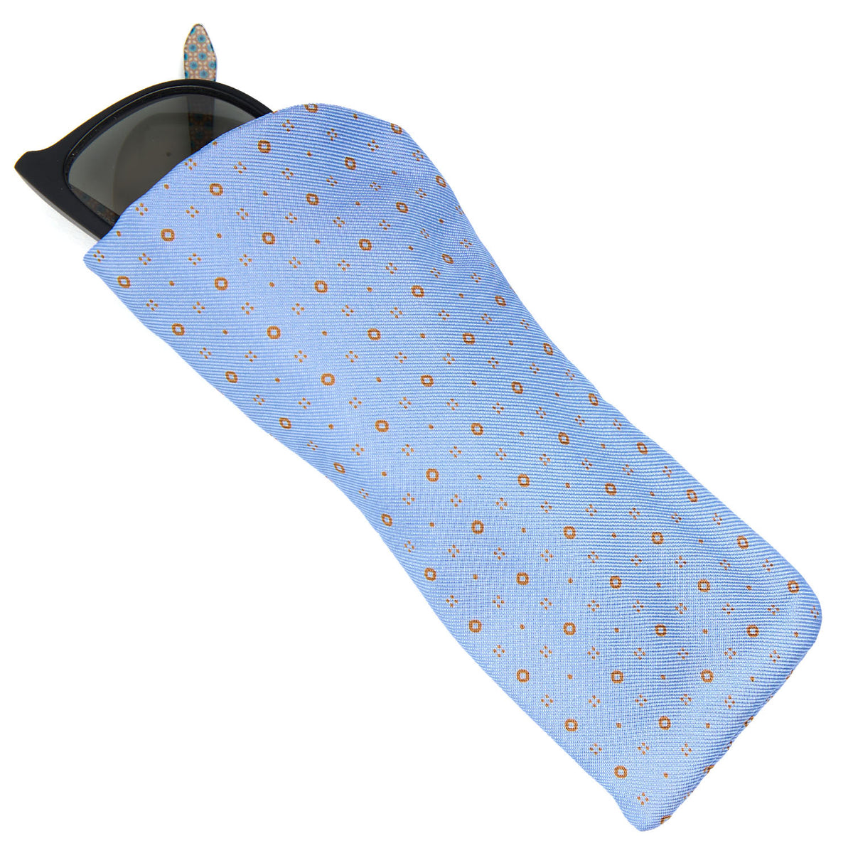 Light Blue Glasses Case In Hand-printed Silk – E.Marinella